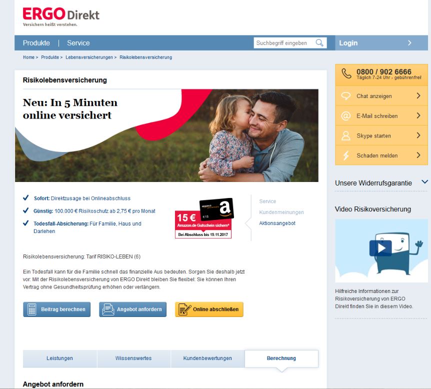 Ergo Direkt: Risikolebenspolice online abschließen | Versicherungsmonitor